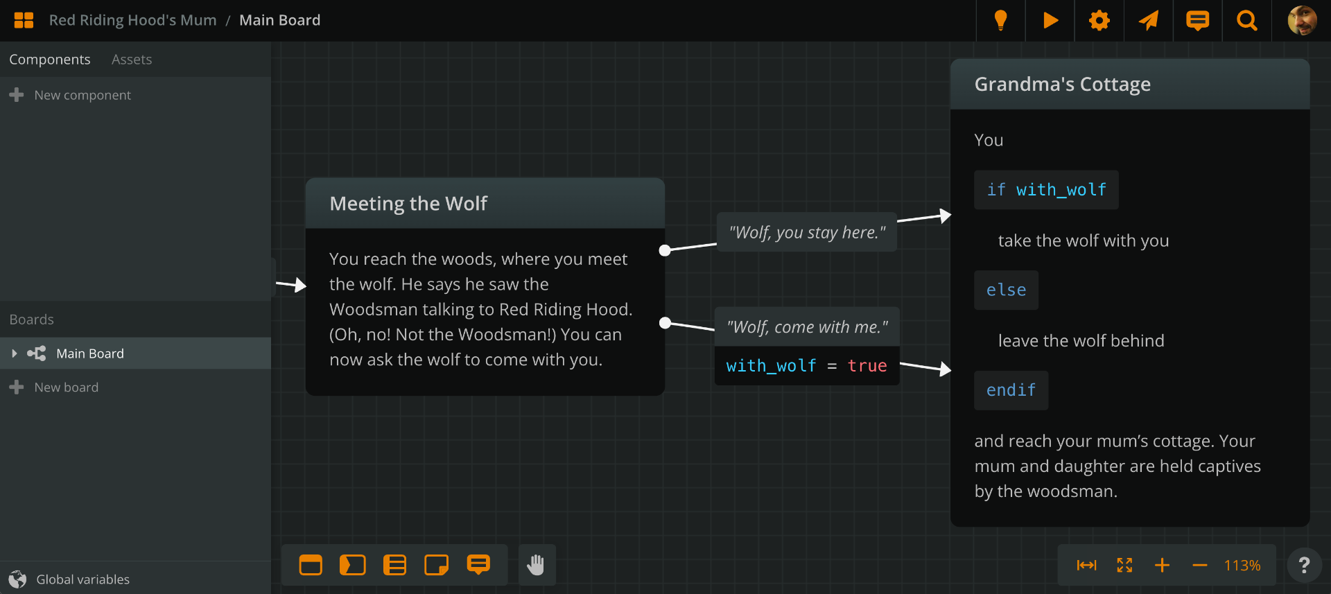 Write your interactive story in Arcweave